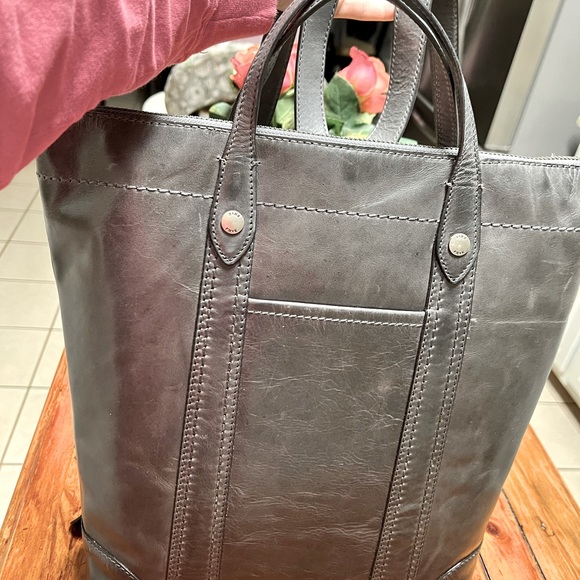 Frye | Bags | Frye Melissa Gray Distressed Leather Large Zip Backpack ...